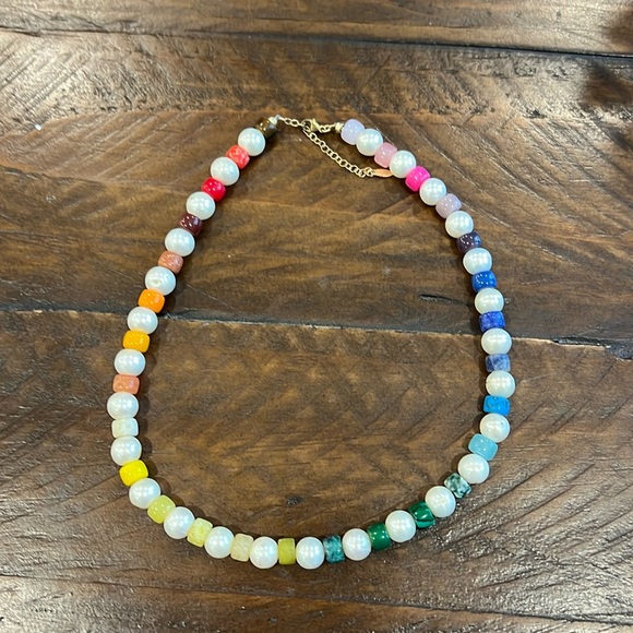 Kris Nations | Jewelry | Kris Nations Rainbow Bead And Pearl Necklace ...
